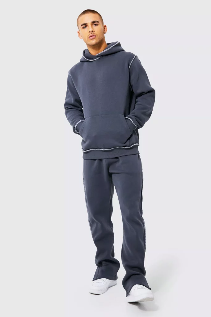 Custom Overlock Hooded Kangaroo Pocket Tracksuit for Men